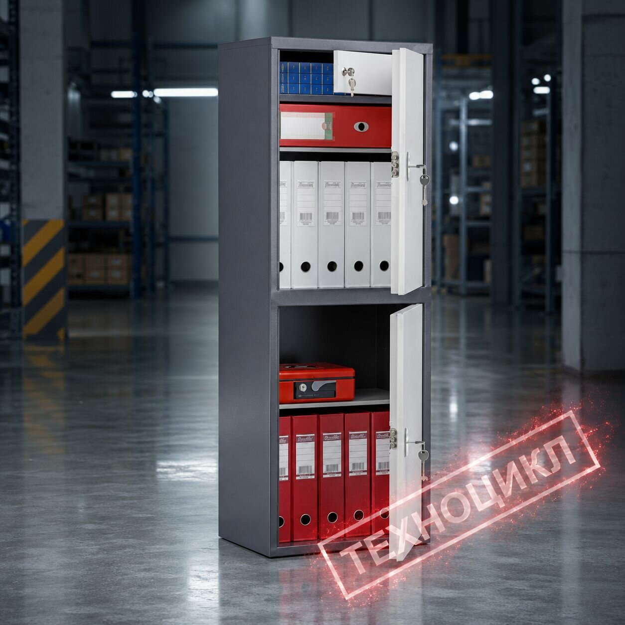 Шкаф бухгалтерский металлический техноцикл AIKO SL-125/2Т, 1252x460x340 мм, серый