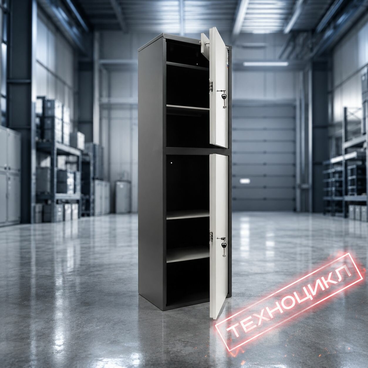 Шкаф бухгалтерский металлический техноцикл AIKO SL-150/2Т, 1490x460x340 мм, серый