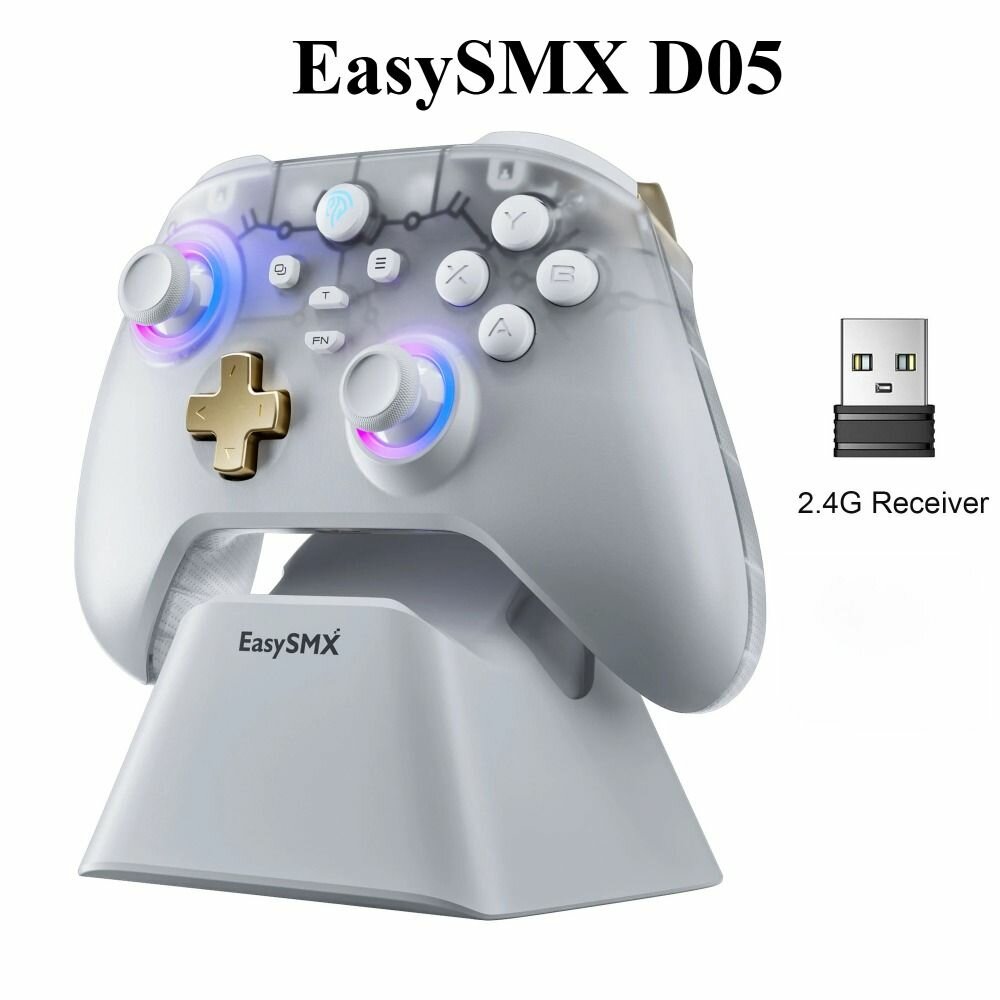 Easy SMX D05 Беспроводной геймпад для ПК Nintendo Switch с зарядной док-станцией и джойстиками с эффектом Холла RGB