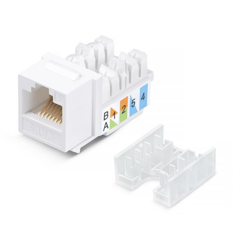 Вставка Keystone Jack RJ45 кат.6 KJ-RJ45-Cat.6-90-SW заделка тип 110 со стяжкой бел. Cabeus 10071c
