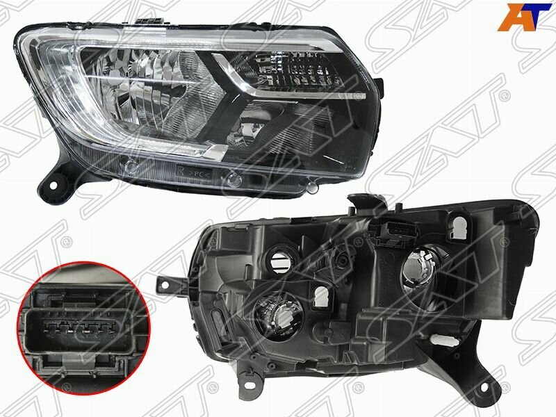 Фара SAT ST-551-11R8R Renault Logan 18-22, Sandero 18-22 справа/ Галоген/ ДХО/ Ручная регулировка