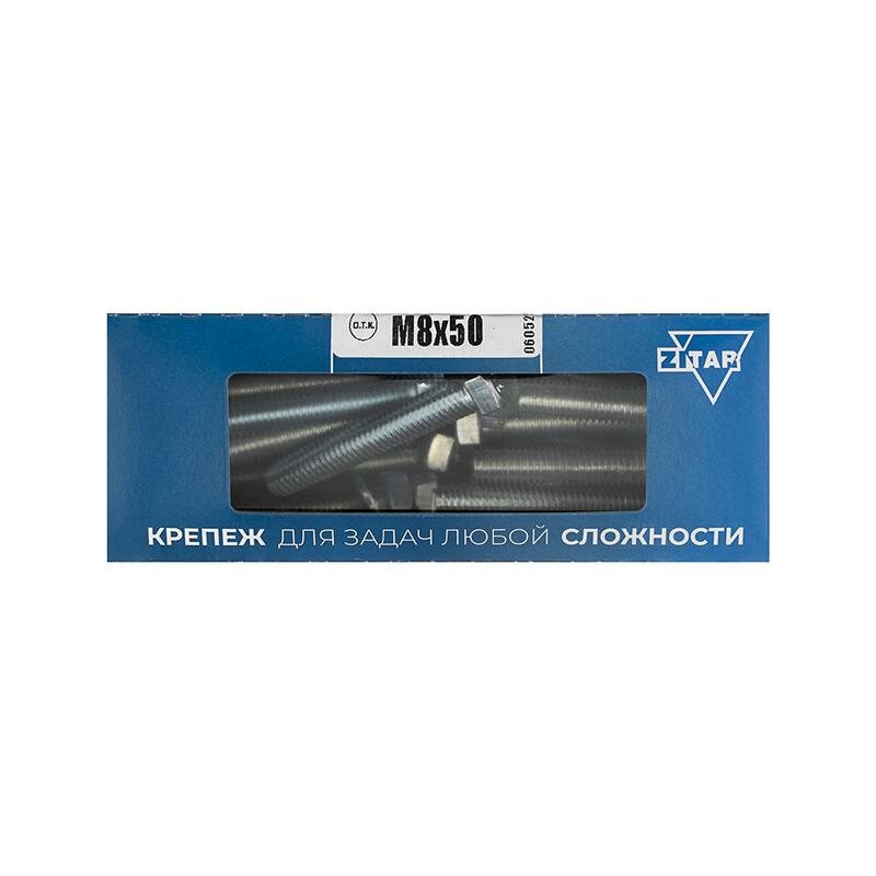 Болт с шестигранной головкой М8х50 DIN 933 оцинк. (уп.20шт) Tech-Krep/Zitar 105211