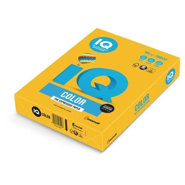 Бумага IQ color А4, 80г/кв. м, 500л, солнечно-желтая (110664)