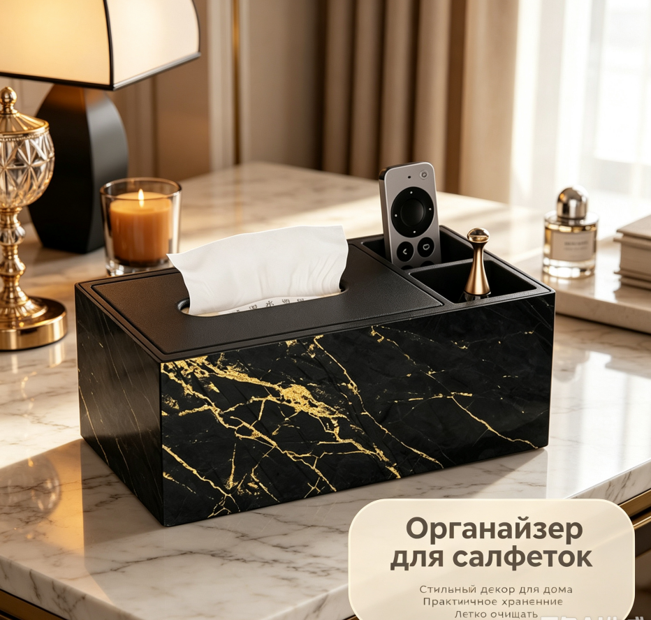 Многофункциональный органайзер для салфеток и пультов, декоративная коробка для салфеток из PU имитация мрамора
