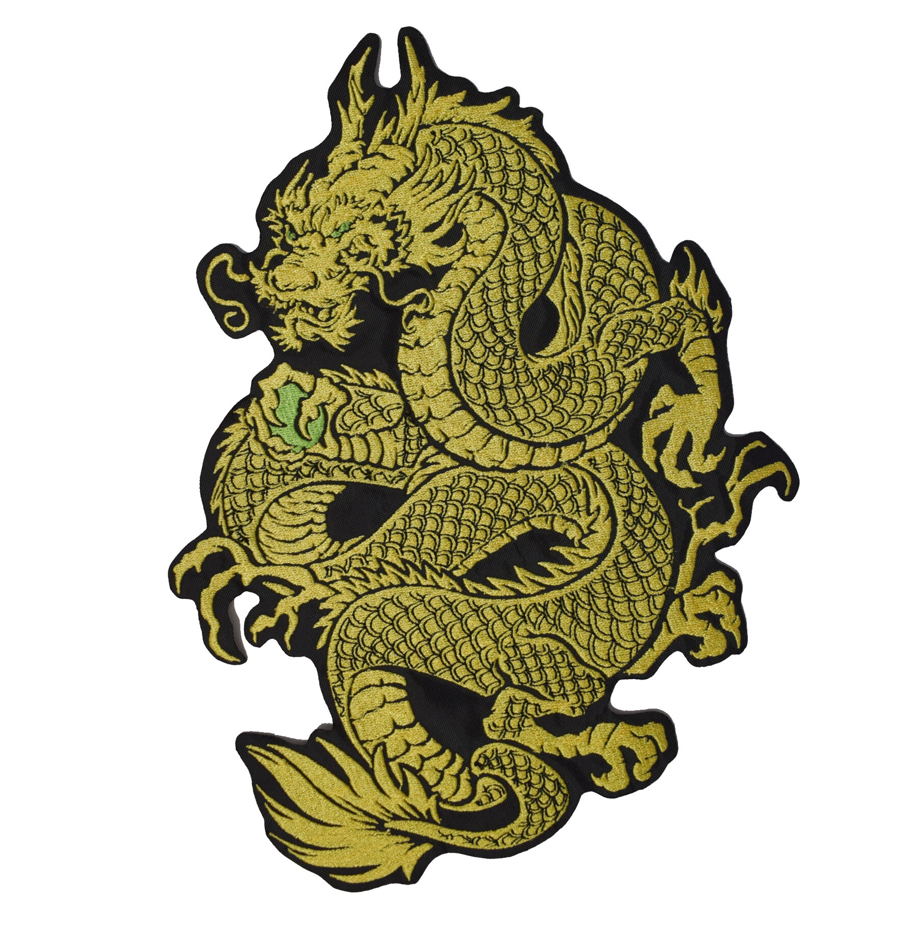 Большая нашивка на куртку, патч, шеврон байкерский, нашивка на спину Дракон, 34х26 см.