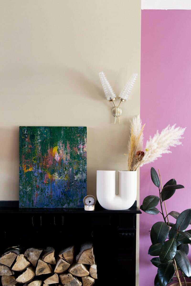 Авторская картина на холсте «Всплеск фонтана», 30х25 см, акрил на льняном холсте, абстракция