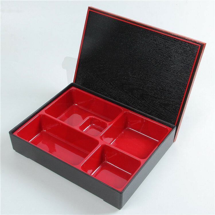 Японский стиль красный пятисекционный термостойкий бенто-бокс, японский стиль термостойкий суши-ланчбокс, пищевой бокс, высококачественный бизнес-набор