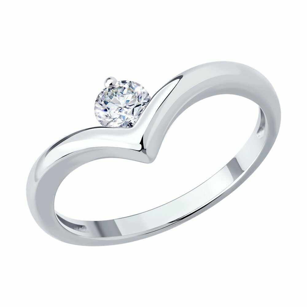 Кольцо, серебро, 925 проба, родирование, фианит