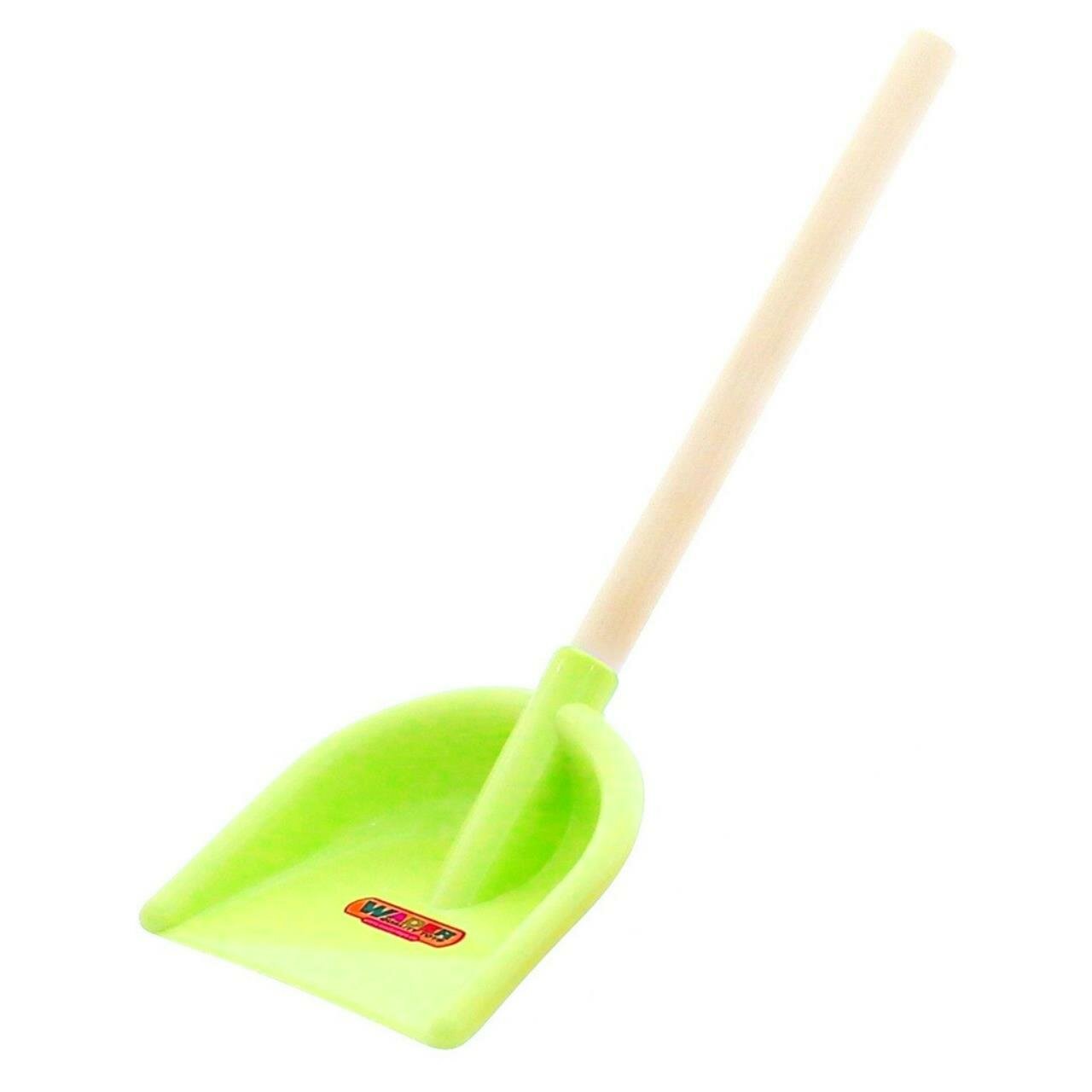 Лопата детская Wader 39729, с деревянным черенком, облегченная, пластик, зеленый 40.5см