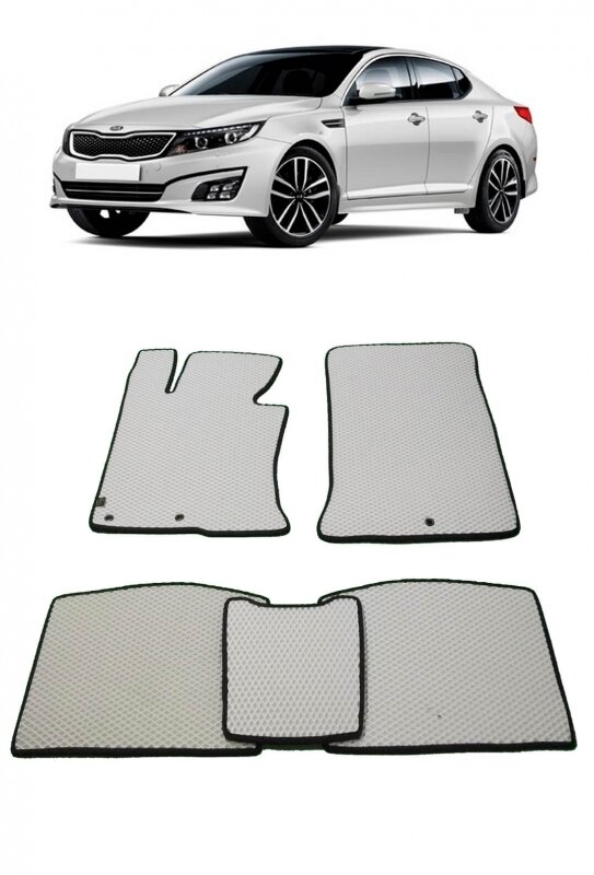 Ева коврики Kia Optima III 2010 - 2016/ Ева ЭВА сота/ цвет Серый c черной окантовкой / EVA Smart / коврики в салон автомобиля Киа