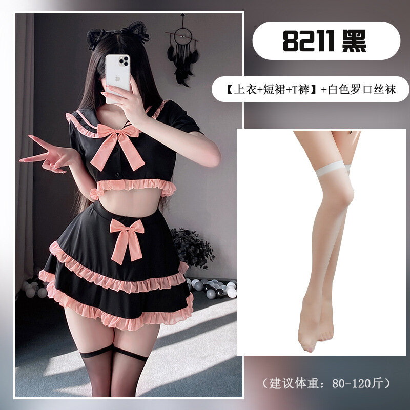 Сексуальное нижнее белье для школьниц JK, сексуальная пижама с бантом, милый и очаровательный комплект школьной формы в матросском стиле