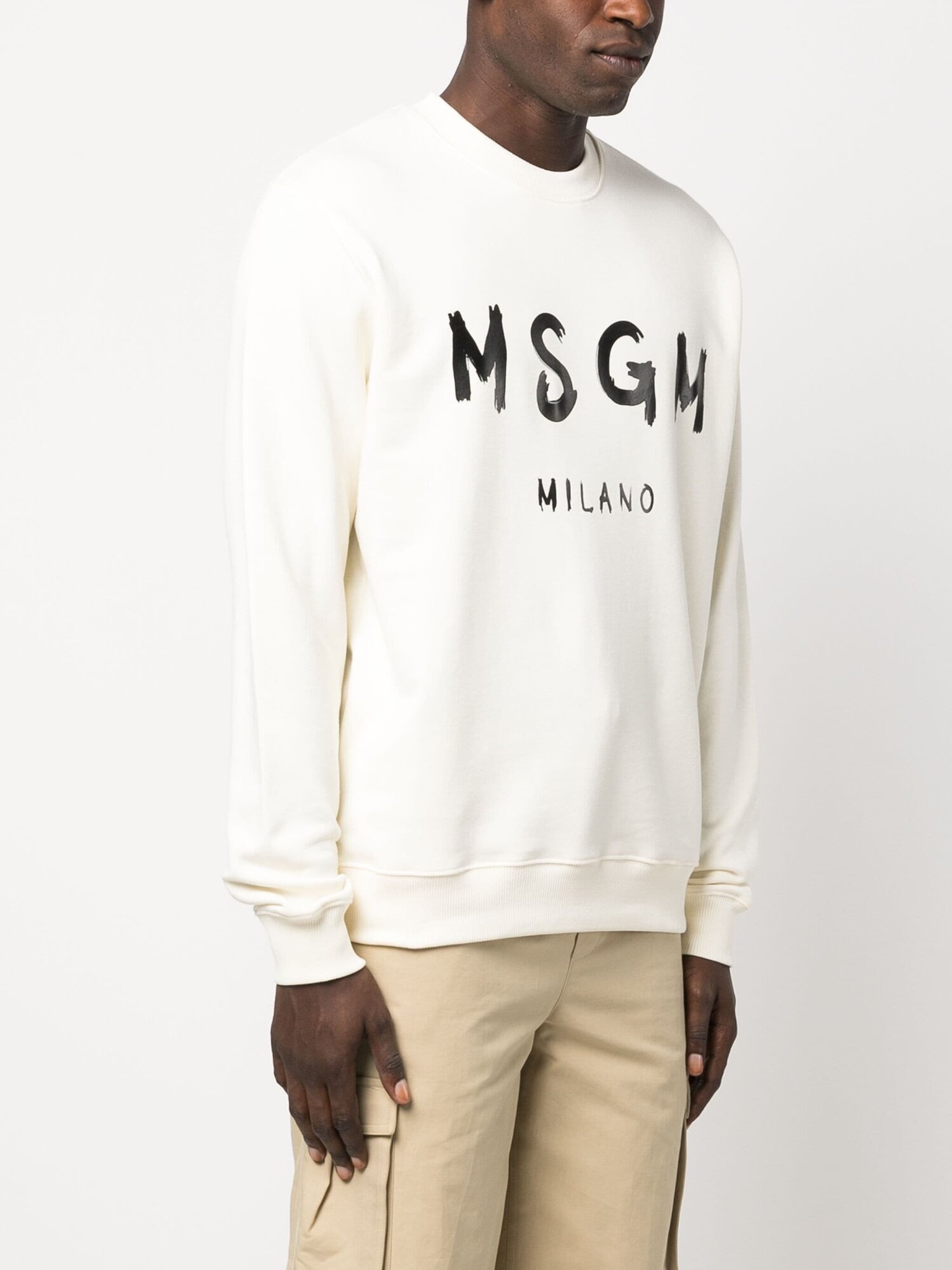 Свитер MSGM, размер 52, , бежевый/белый — фото 1