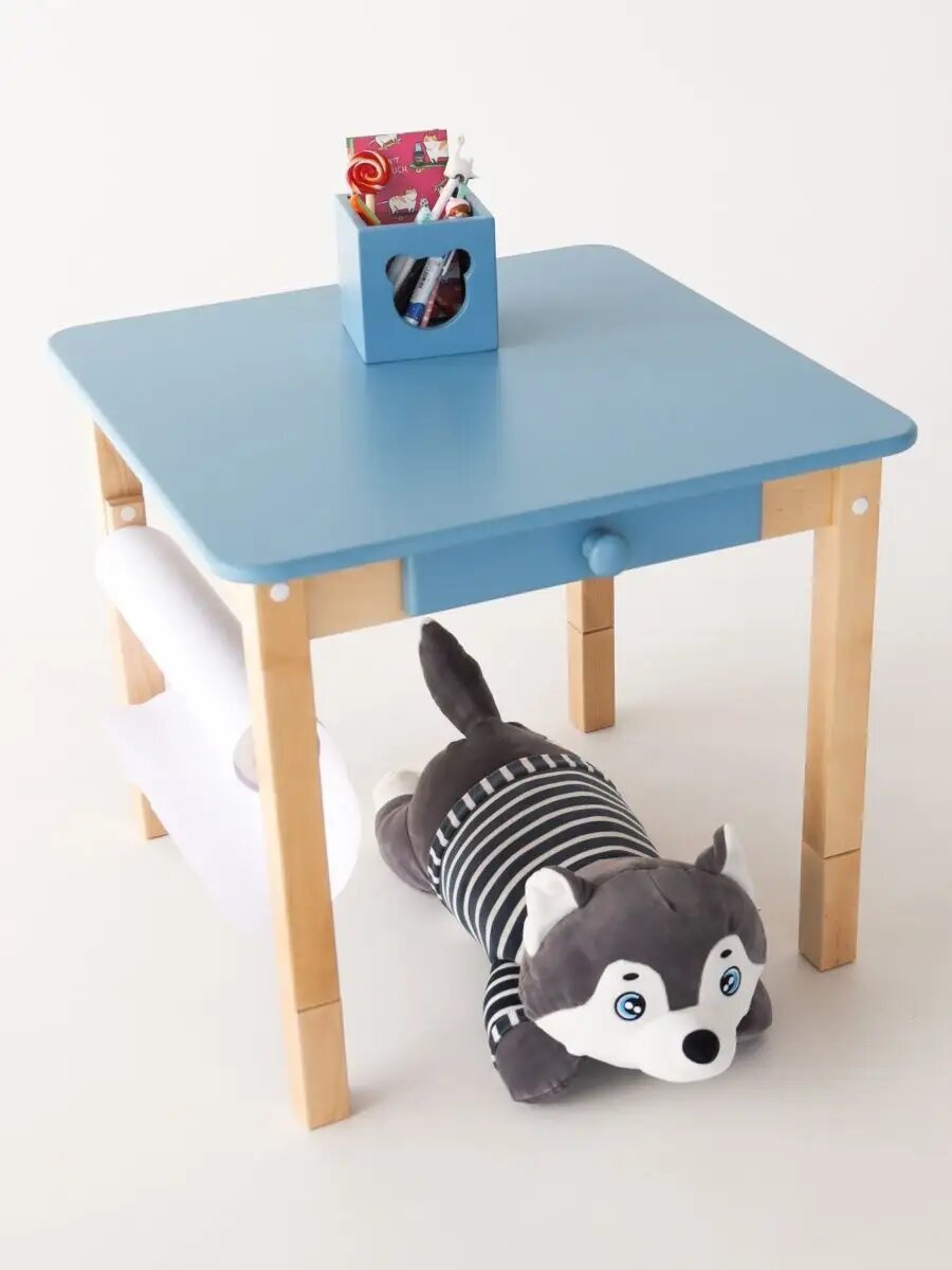Детский стол растущий с ящиком деревянный столик