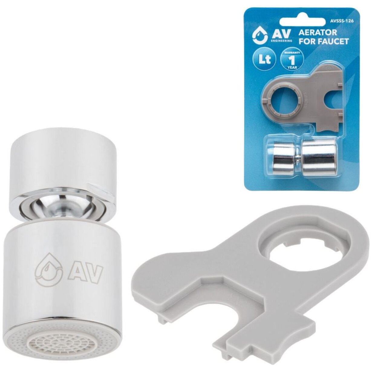 Аэратор для смесителя подвижный вн. с ключом, AV Engineering (AVSSS-126)