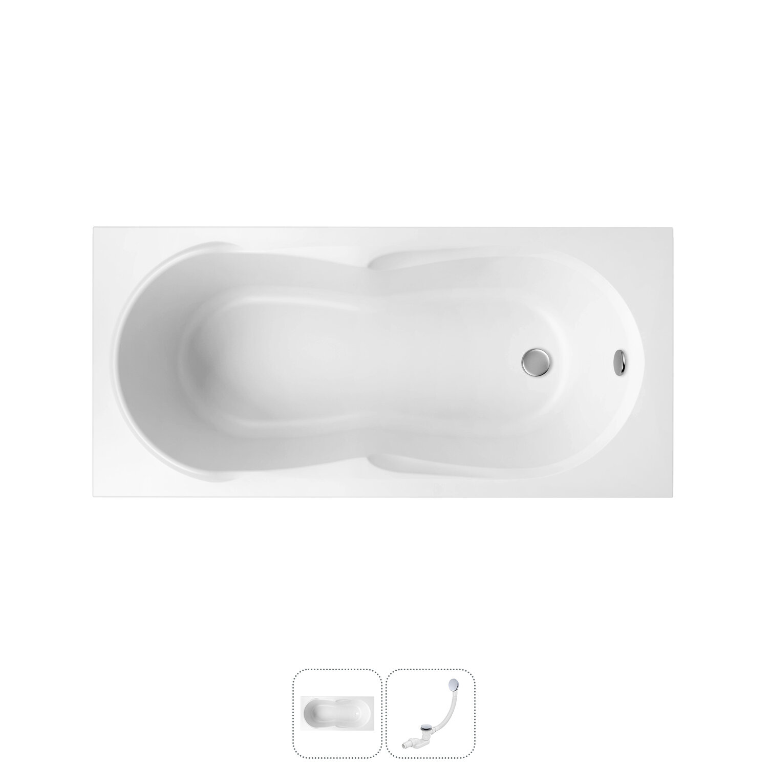 Акриловая ванна 170x75 Lavinia Boho Easter Pro 202010738 в наборе 2 в 1: прямоугольная ванна 170 x 75 см, слив-перелив