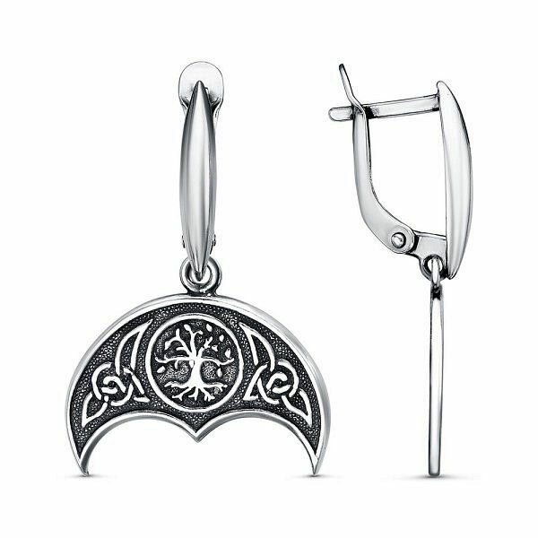 Серьги с подвесками, серебро, 925 проба, чернение