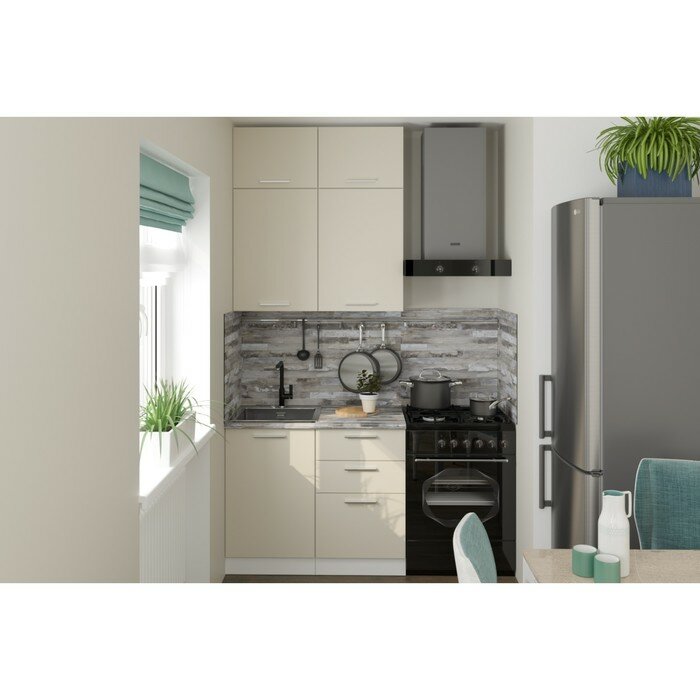 Кухонный гарнитур прямой для маленькой кухни «Дюна мини», 1000×600 мм, цвет кашемир/канадская хижина