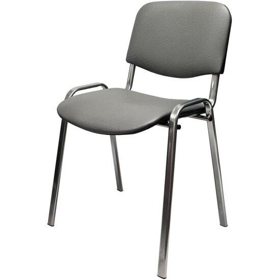 Стул для посетителей Attache КО_EChair Rio(изо) РС 10 искожа сер мат. тисненная 503, каркас под хром