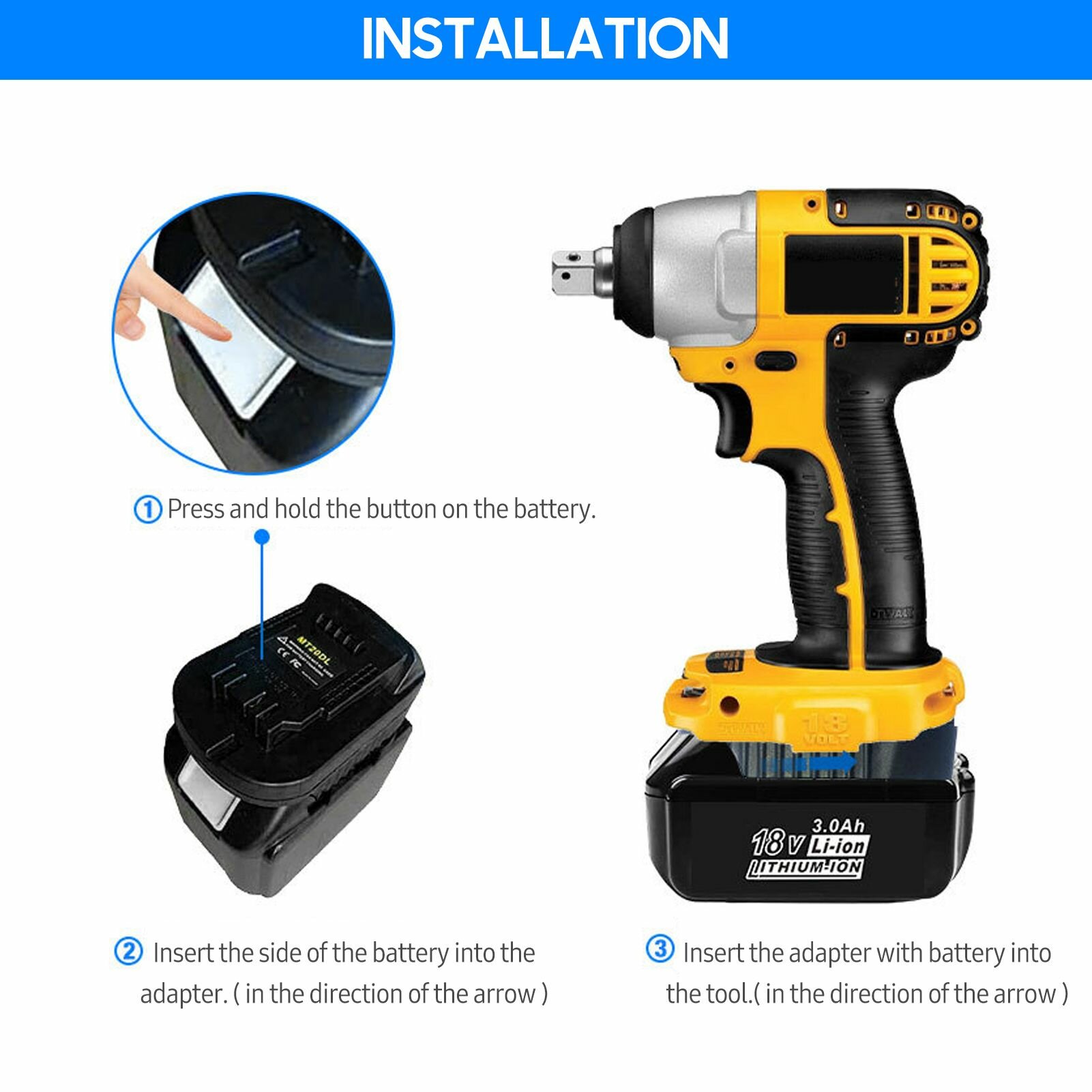 Адаптер для литиевых батарей Makita 18V-20V в инструменты Dewalt 20V