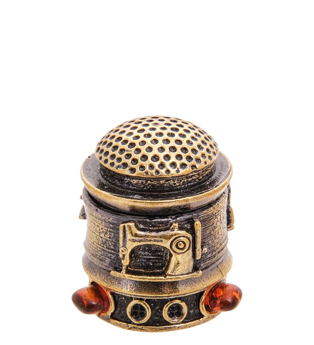 Наперсток из янтаря и латуни вращающийся "Швея" A2180273 Народные промыслы, Латунь, янтарь