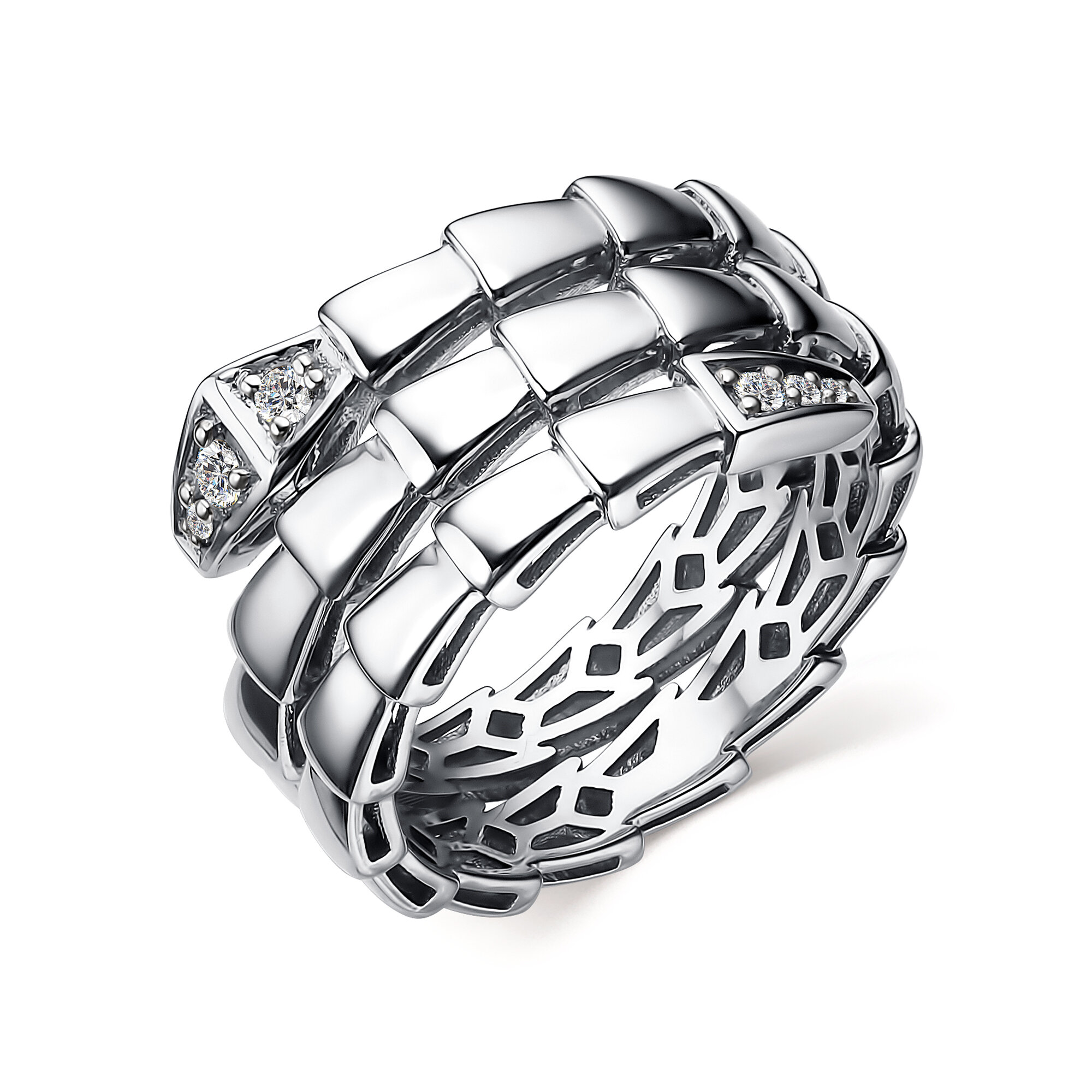 Кольцо, серебро, 925 проба, родирование, фианит