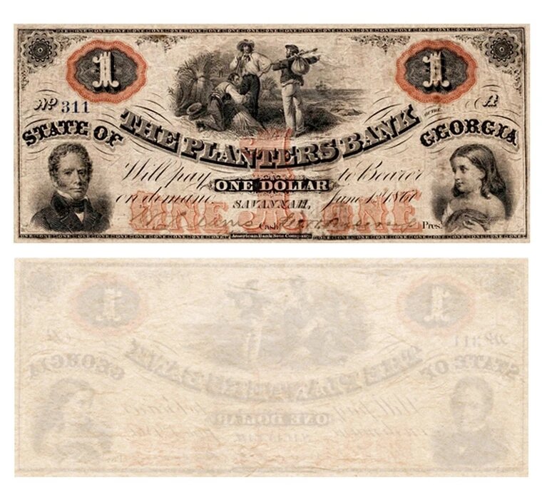 1 доллар 1860 Конфедерация Джорджия, США, сувенирная копия, банкноты и купюры редкие коллекционные