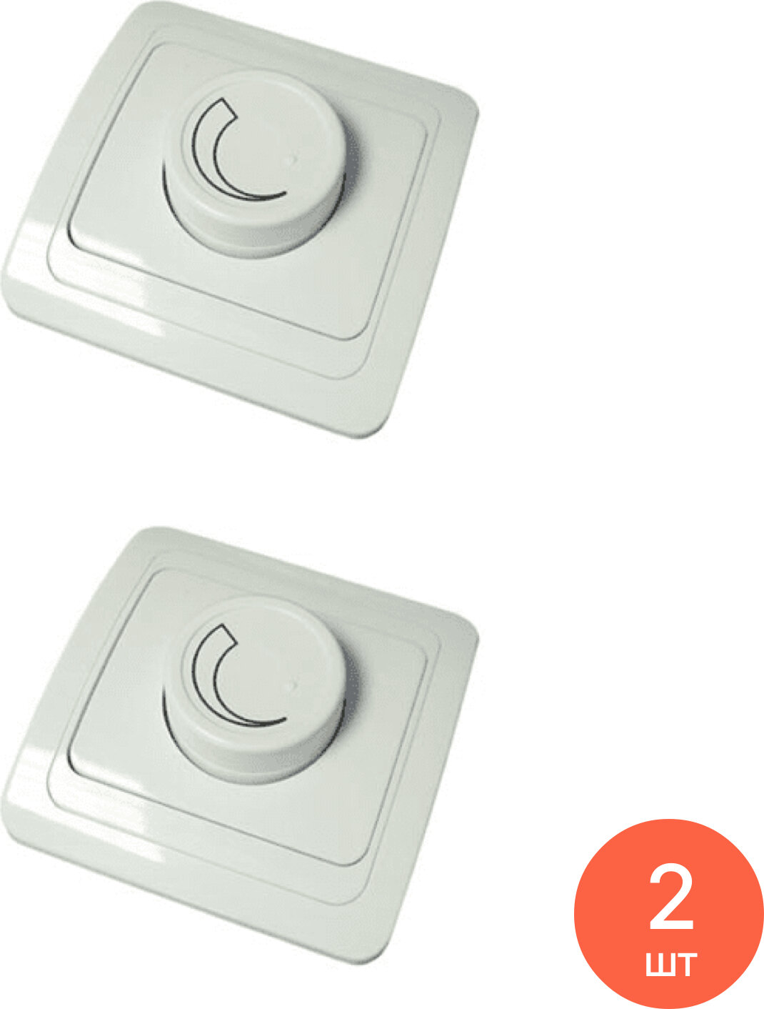 Диммер UNIVersal / Юниверсал Валери поворотно-нажимной скрытой установки, белый мощностью 500Вт 3А 220В, IP20 / электрика (комплект из 2 шт)