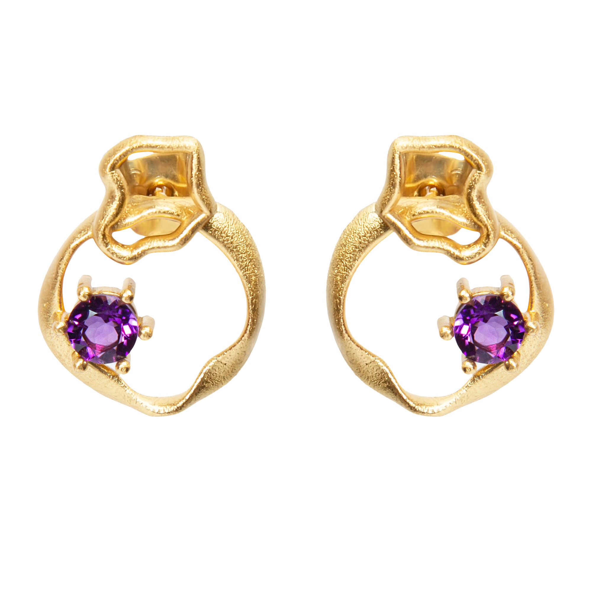 Серьги, серебро, 925 проба, золочение, аметист