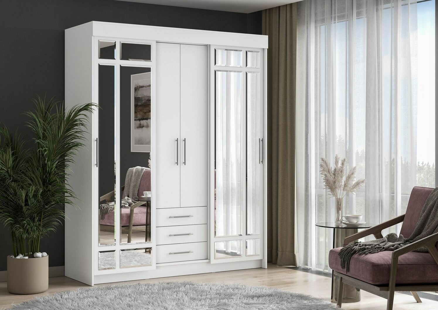 Шкаф-купе Маэстро _Белый_ 170 см