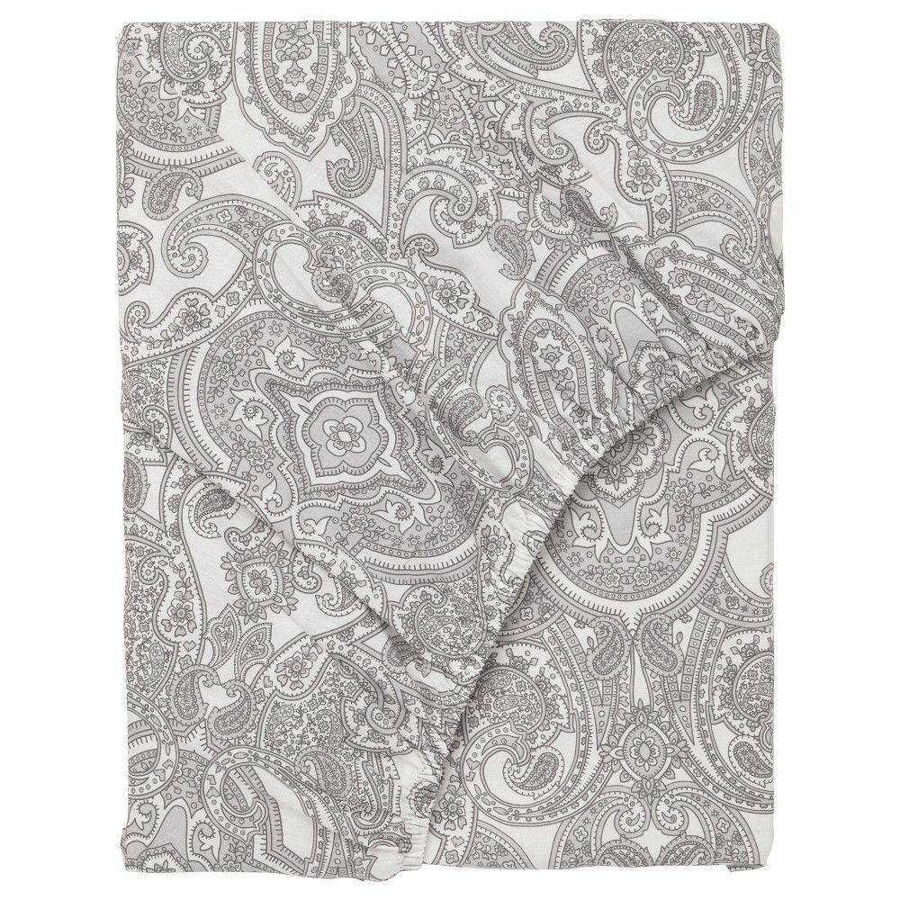 JATTEVALLMO Простынь на резинке 160x200 см икеа, белый/серый (00436592)