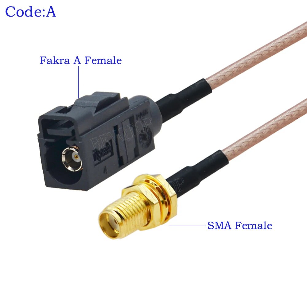 BEVOTOP Fakra-SMA RG316 кабель 10см 0.3M, Fakra A F to SMA F