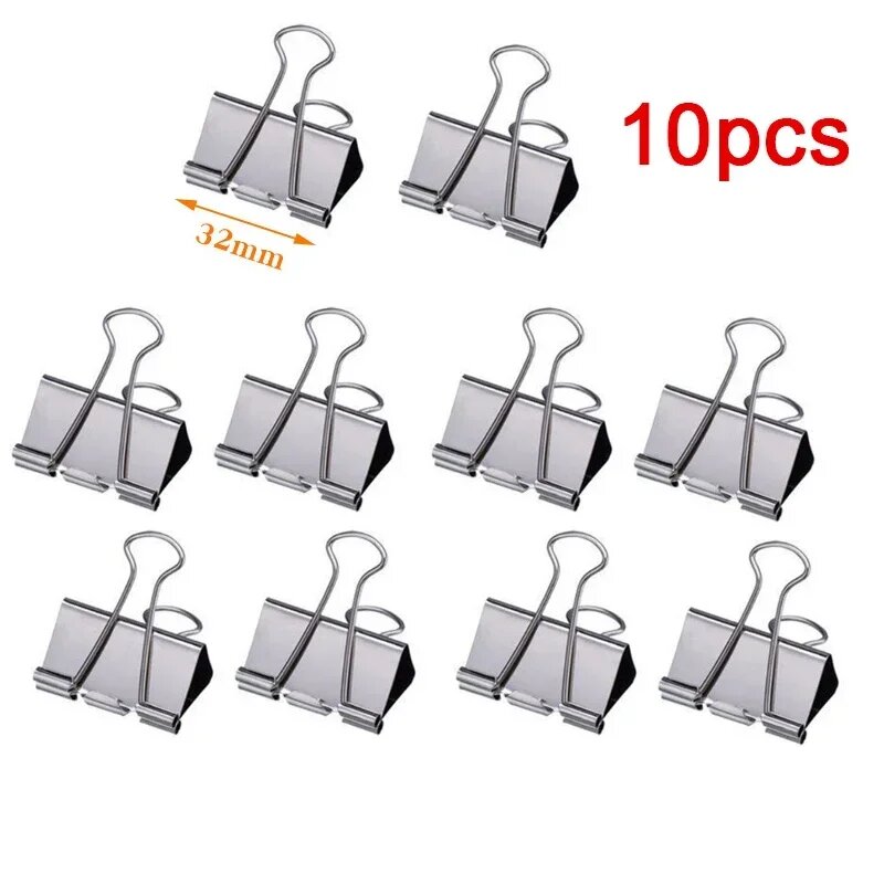 Металлические зажимы для бумаг 15/19/32/40/50 мм Серый, 32mm 10pcs
