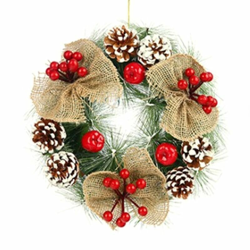 Рождественская Гирлянда из сосновых шишек-Льняная 30см