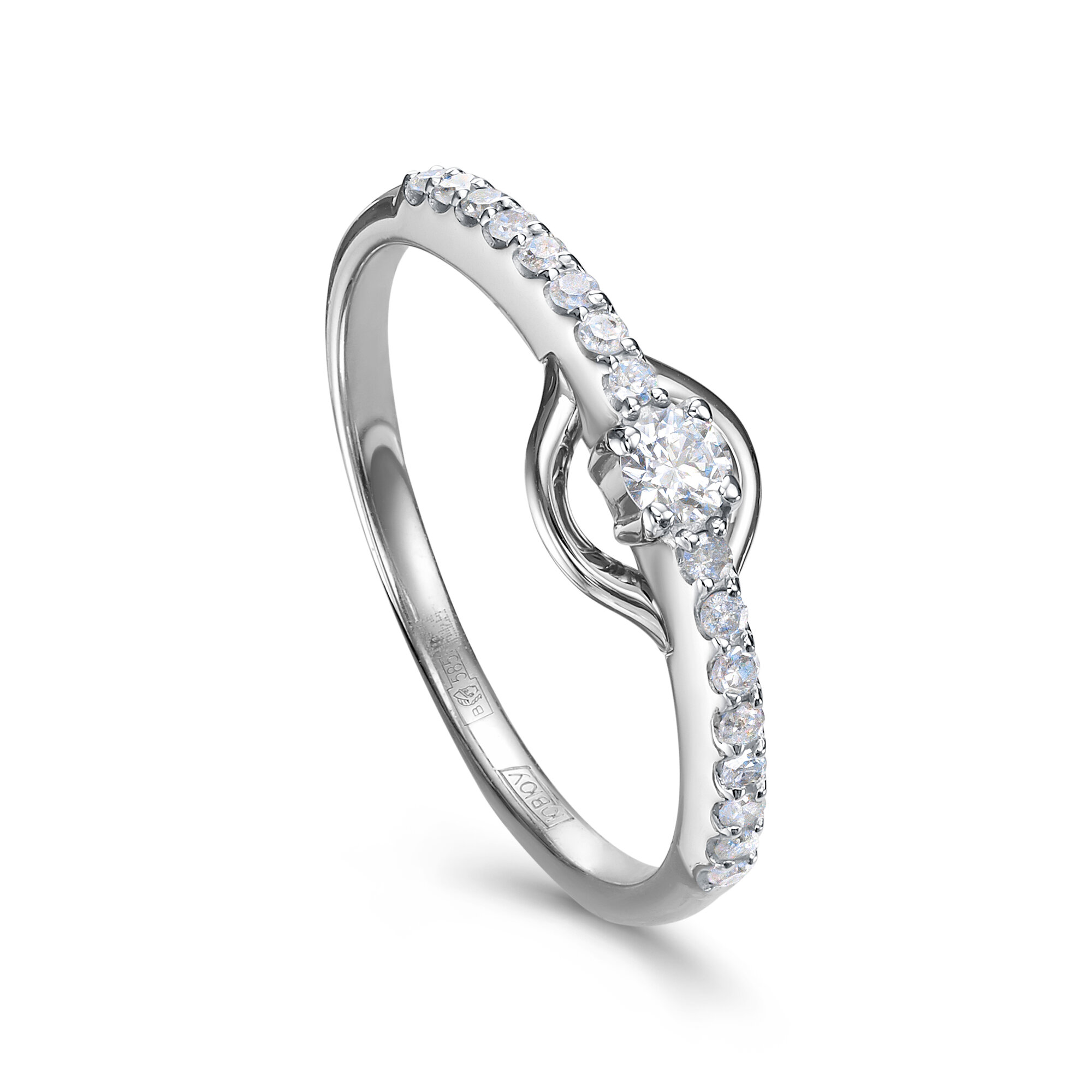 Кольцо, белое золото, 585 проба, бриллиант