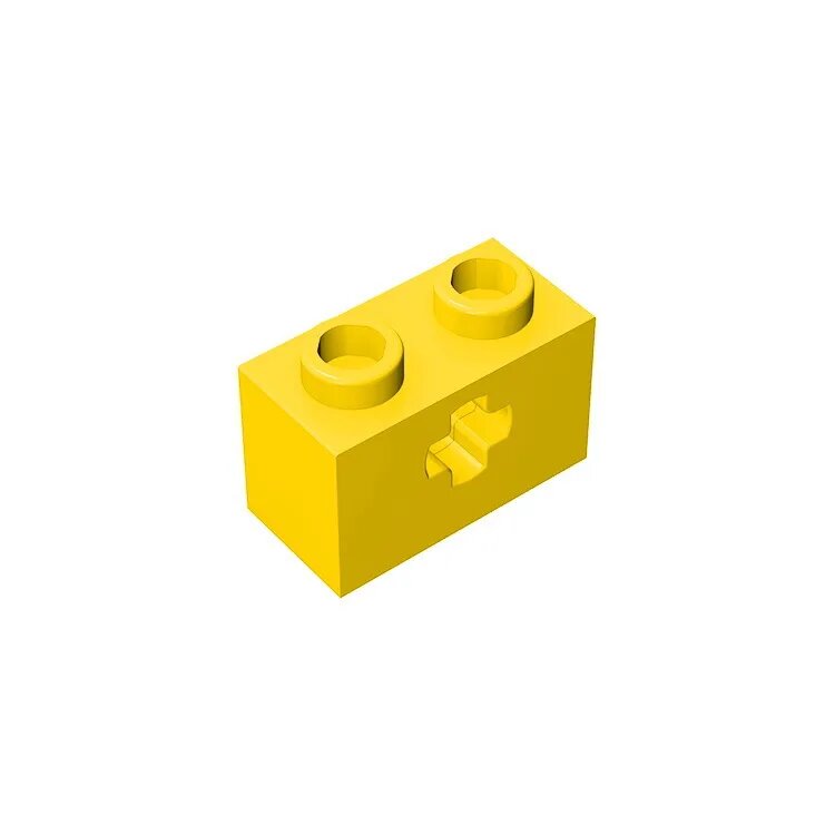 Желтый LEGO® Brick 1x2 с крестовым отверстием, 030
