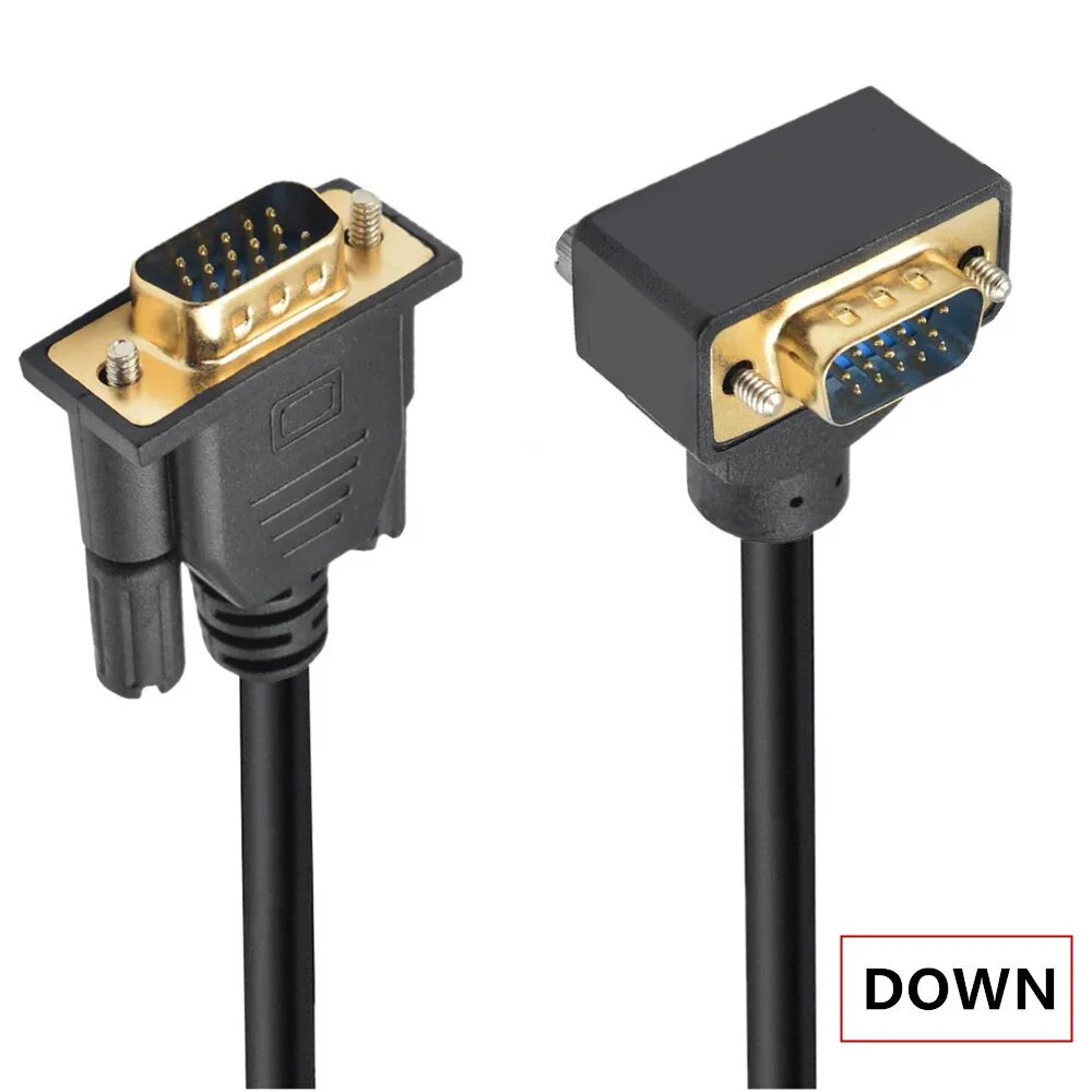 UXG Угловой VGA кабель 90 градусов 3m, VGA M-M Down