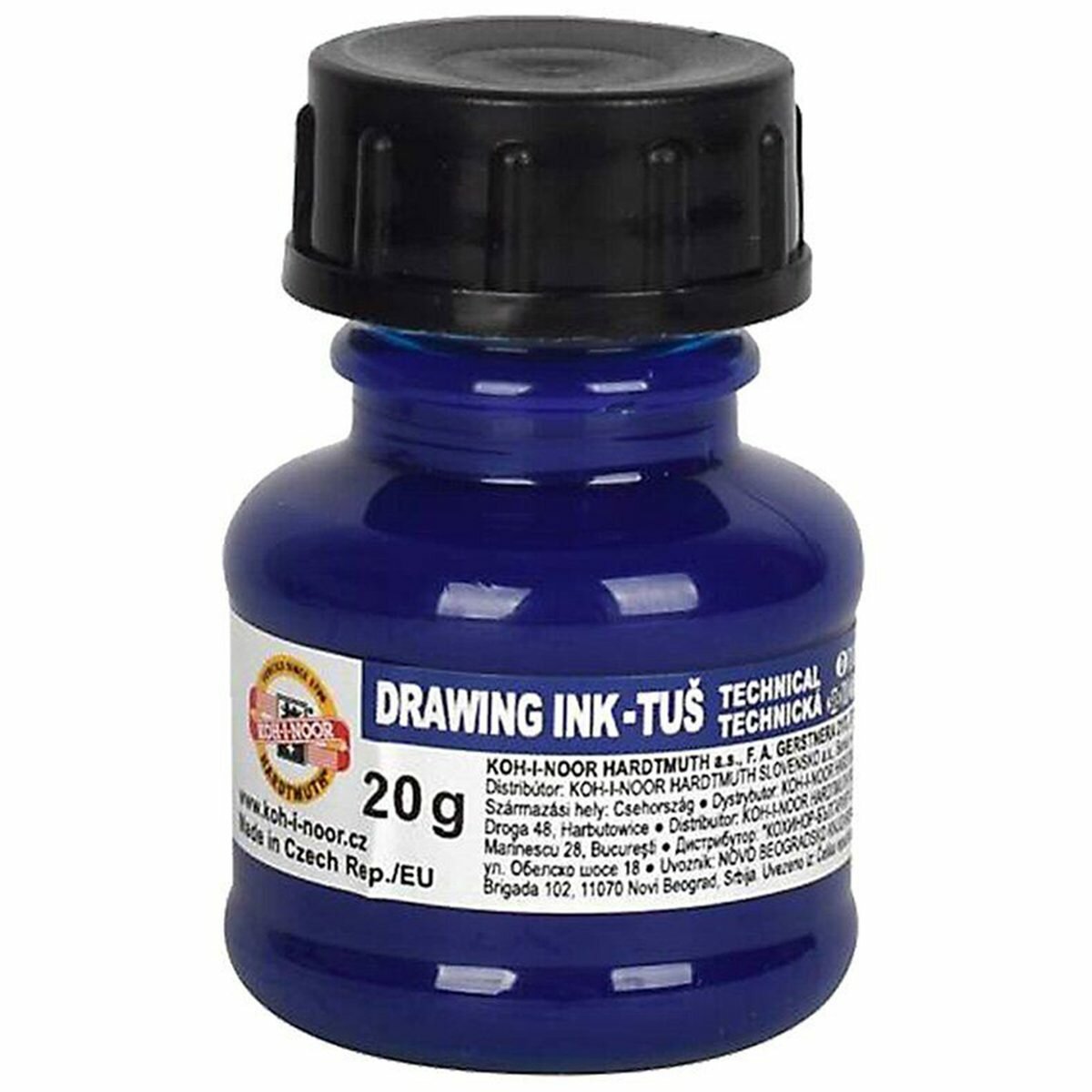 Тушь акриловая плакатная Koh-I-Noor, 20г, синяя, флакон (0141700702LP), 20шт.
