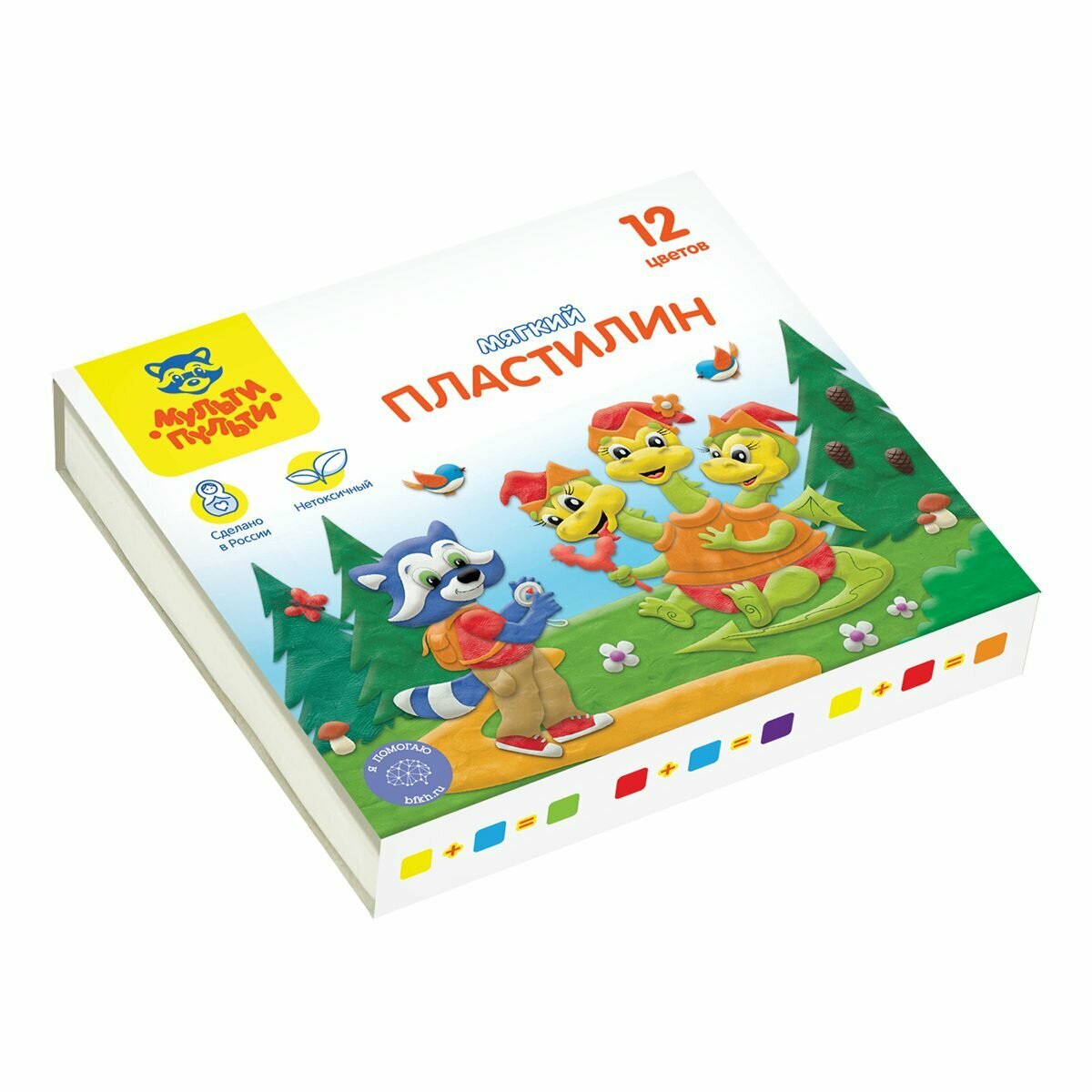 Пластилин 12 цветов Мульти-Пульти "Енот в сказке", 12 цветов, 120г, картон (МП_41710)