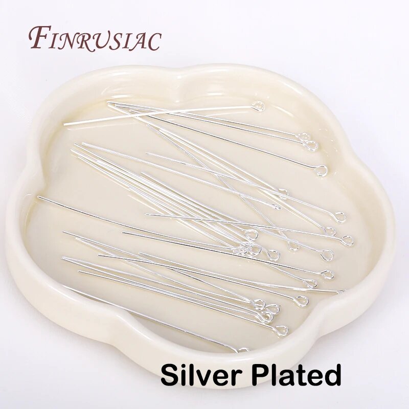 Серебряные пины для бижутерии FINRUSIAC 0.6mmX20mm, 50шт