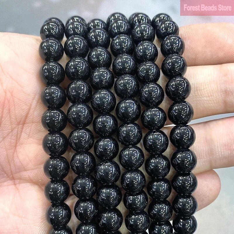 Бусины синего тигрового глаза JIOWEF Черный, 10mm-about 36pcs, Black Quartz