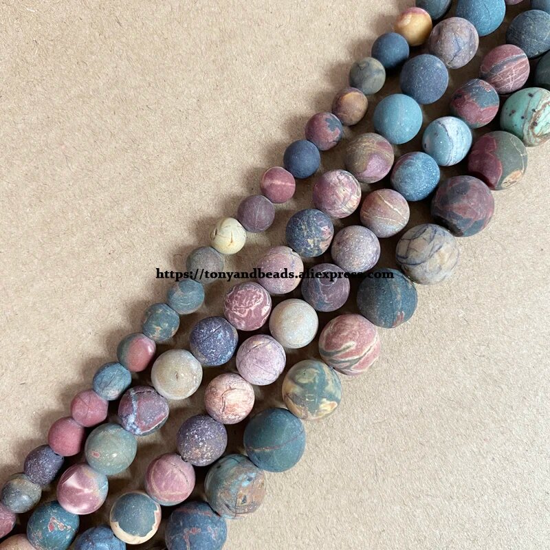 Бусины из яшмы Пикассо, матовые, смешанные цвета, Tony and Beads 8mm 45 to 48pcs