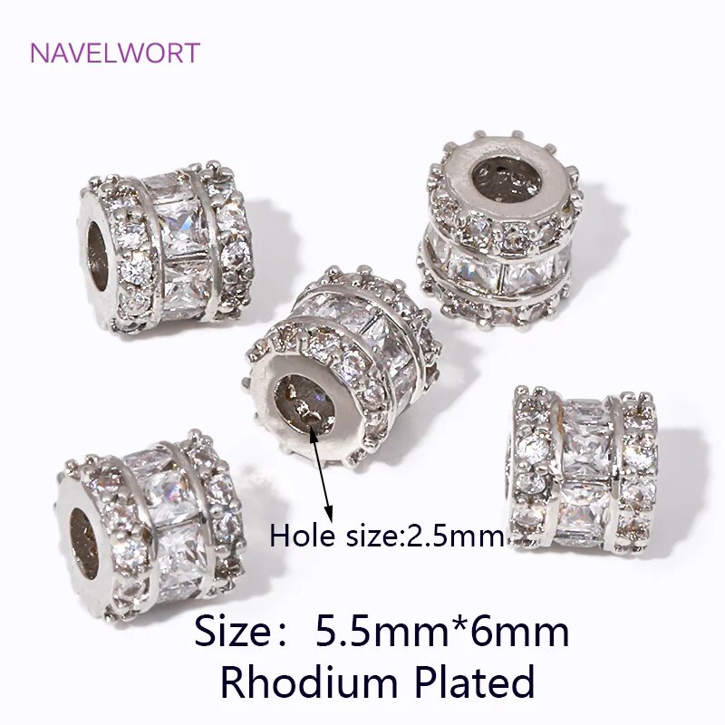 Бусины-разделители Rhodium Plated, 5.5x6 мм, серебряный