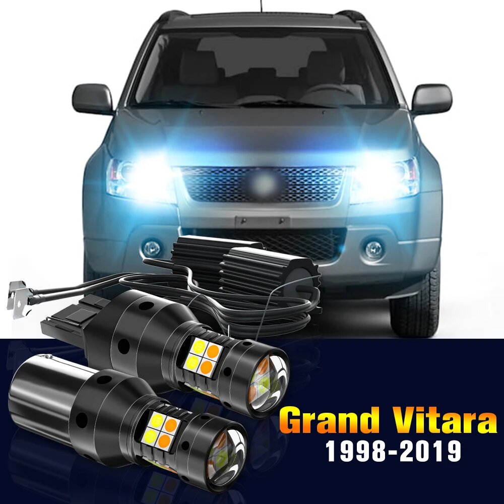 2 шт. светодиодный двухрежимный указатель поворота + дневные ходовые огни DRL для Suzuki Grand Vitara 1998-2019 2006 2012 2013 2014 аксессуары (JT TE TD) 2006-2019, yellow to white