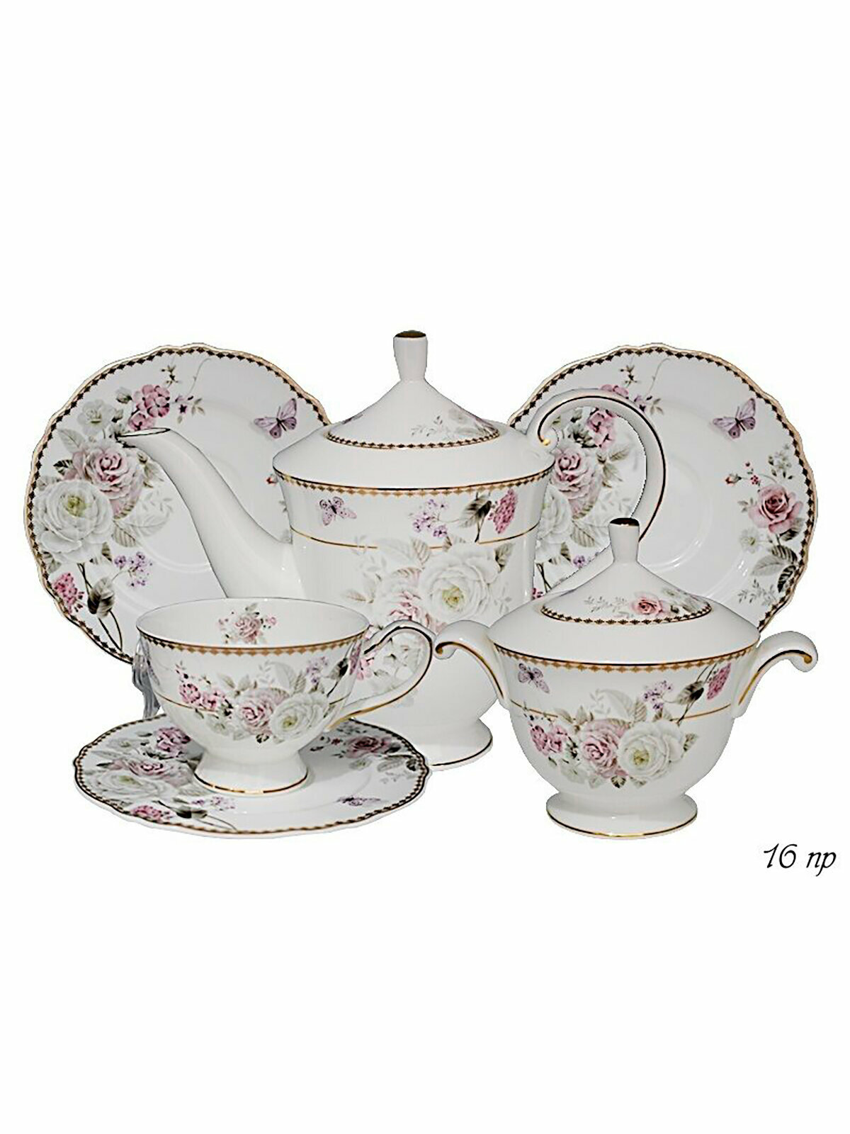 Чайный сервиз Lenardi "Пионы", фарфор, 14 предметов