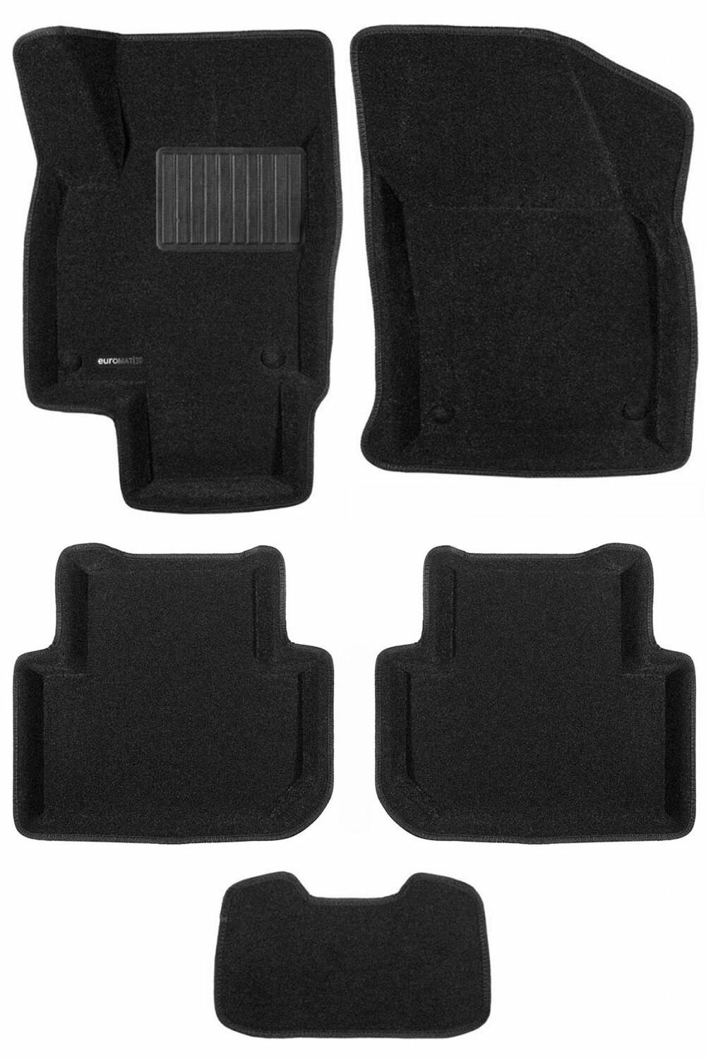 Коврики текстильные 3D Euromat для Volkswagen Tiguan II (2017-2023) (3Д Евромат Фольксваген Тигуан 2), с полиуретановым подпятником, черные
