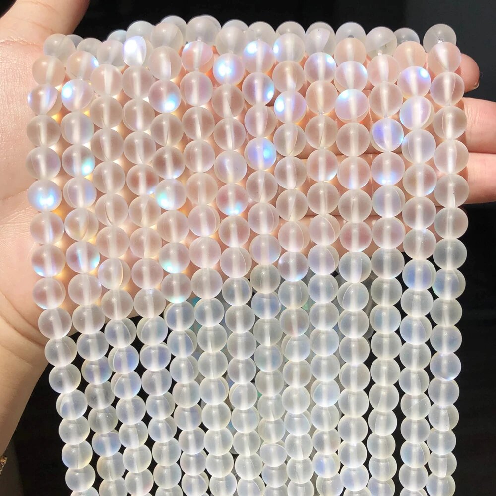 Бусины матовые, 10 мм, White Crystal, 37 шт.