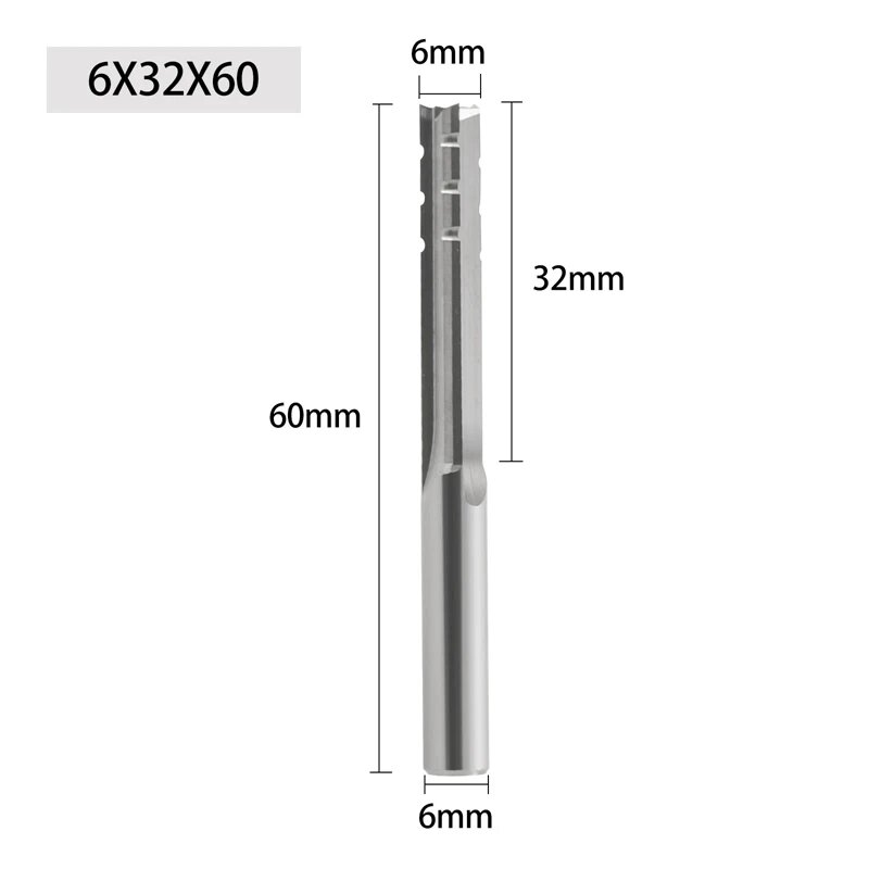 LIBOQIAO 3-х канавковая прямая фреза для дерева 4/6/8 мм 6x32x60L