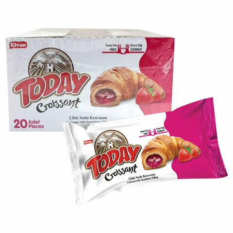 Круассан TODAY с Клубничной начинкой, 20 шт по 40 г в шоубоксе, 1379