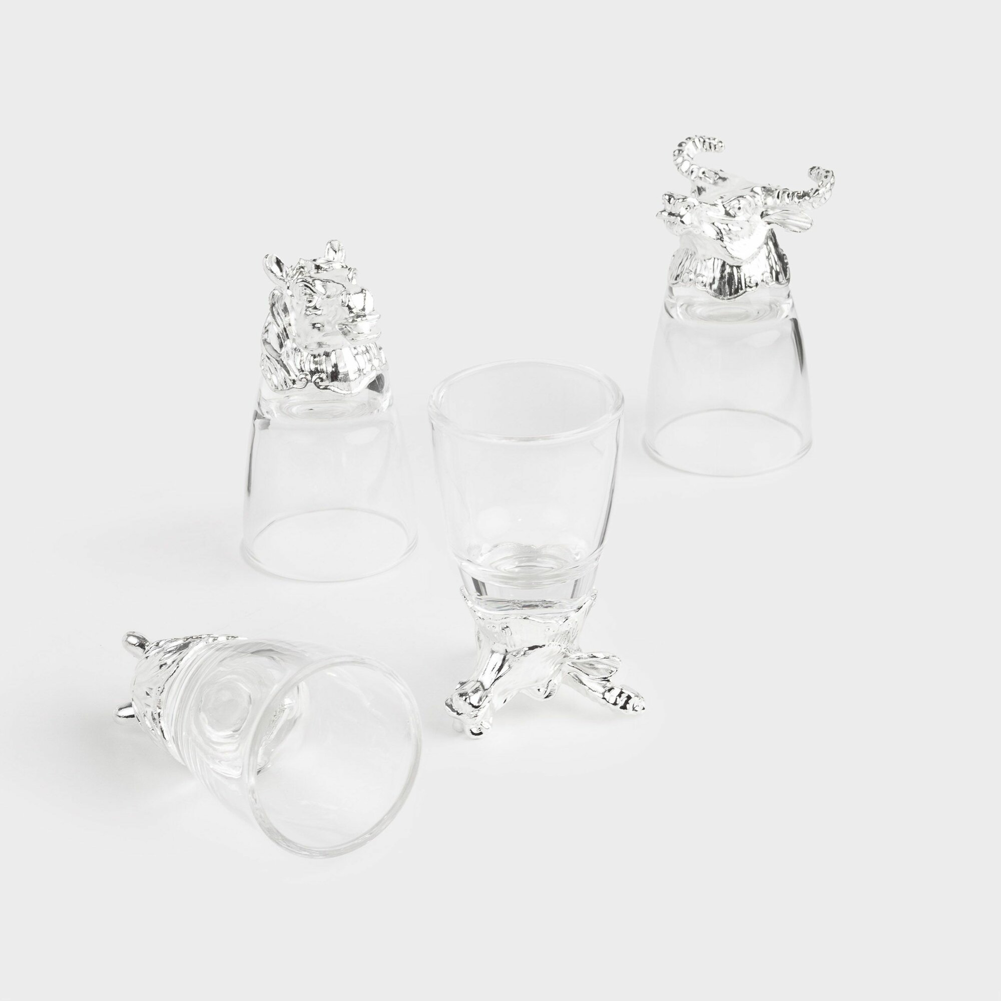 Стопка для водки, 50 мл, 4 шт, в кожаном кейсе, стекло/металл, Бык и лошадь, Bar, Kuchenland