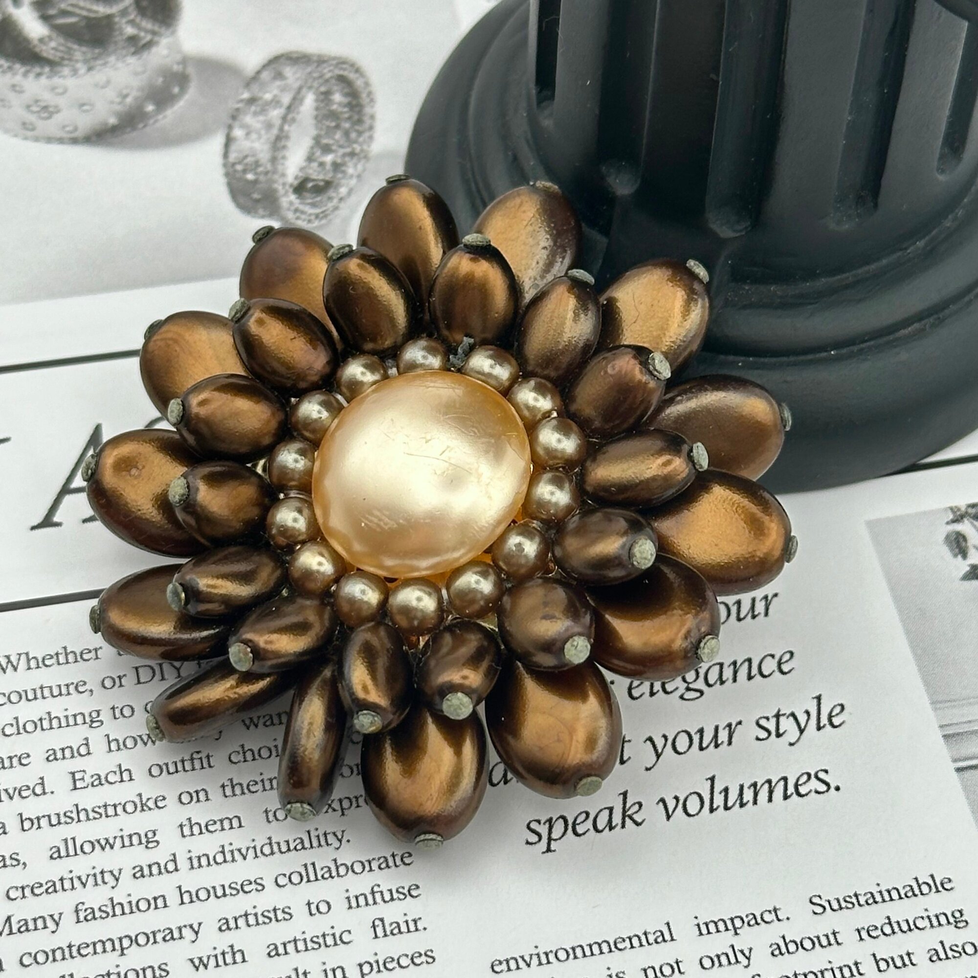 Советская винтажная наборная брошь, Чехословакия